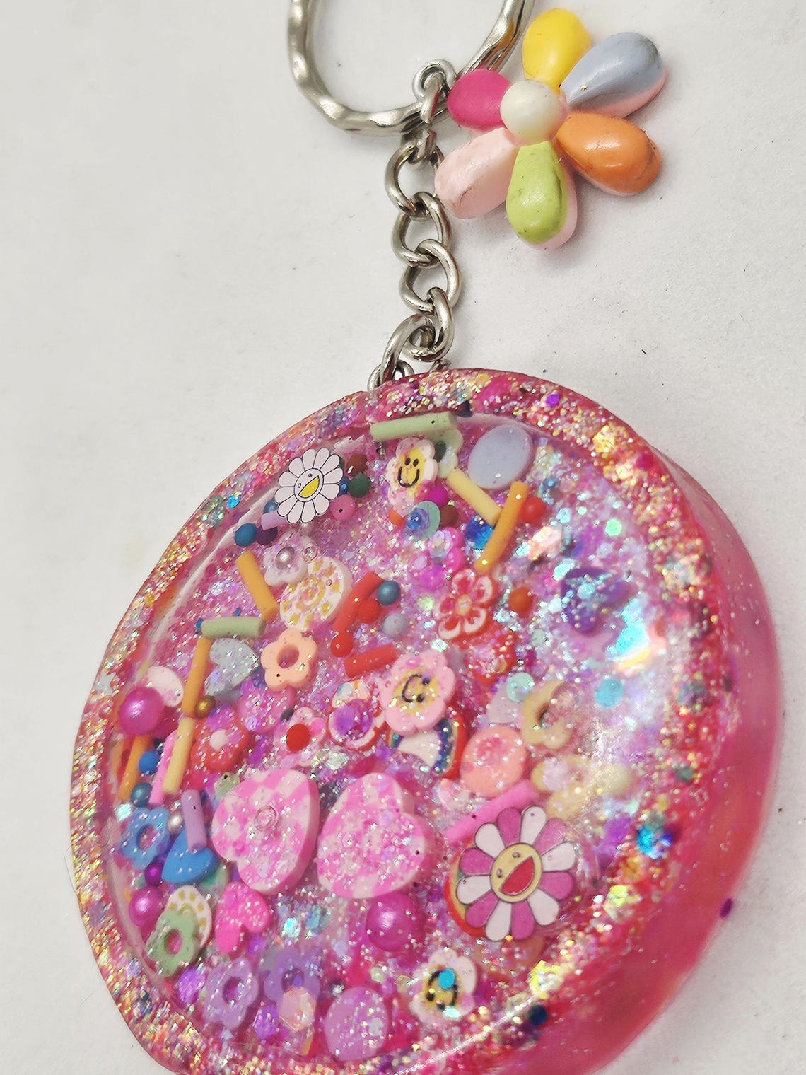Rainbow Pink Glitter Liquid Shaker Keychain, Pink Keyring, Cute Bag ...