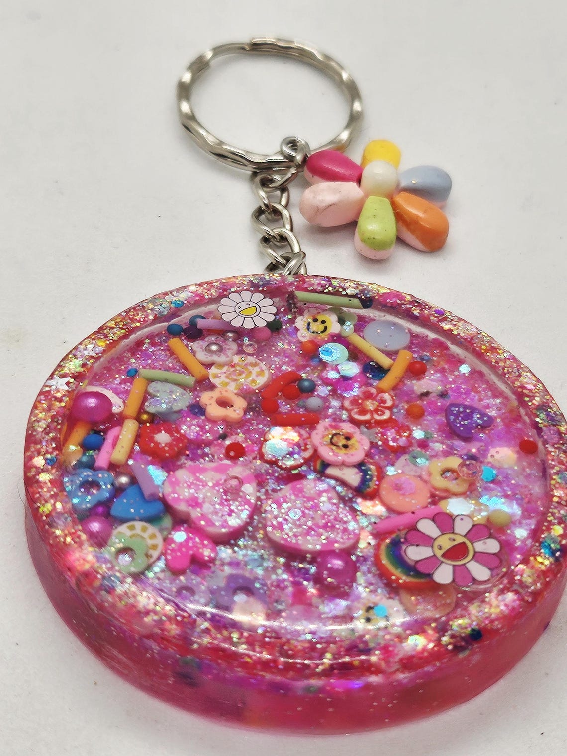 Rainbow Pink Glitter Liquid Shaker Keychain, Pink Keyring, Cute Bag ...