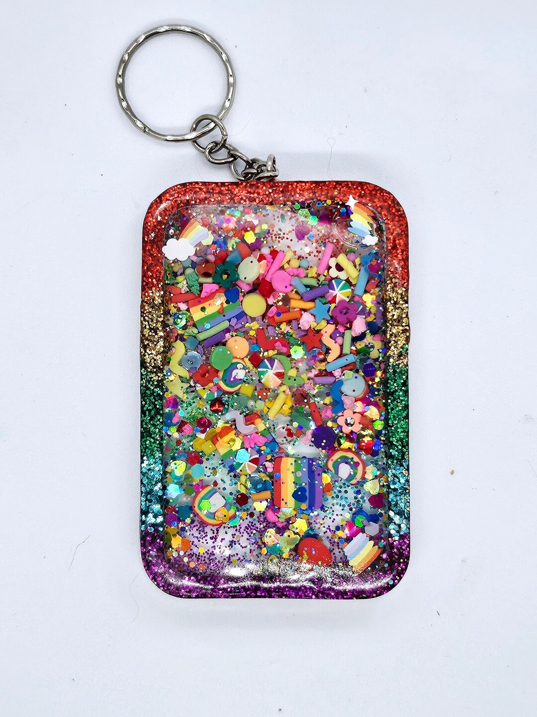 Rainbow Liquid Shaker Charm, Cute Resin Bag Keychain, Fidget Toy ...