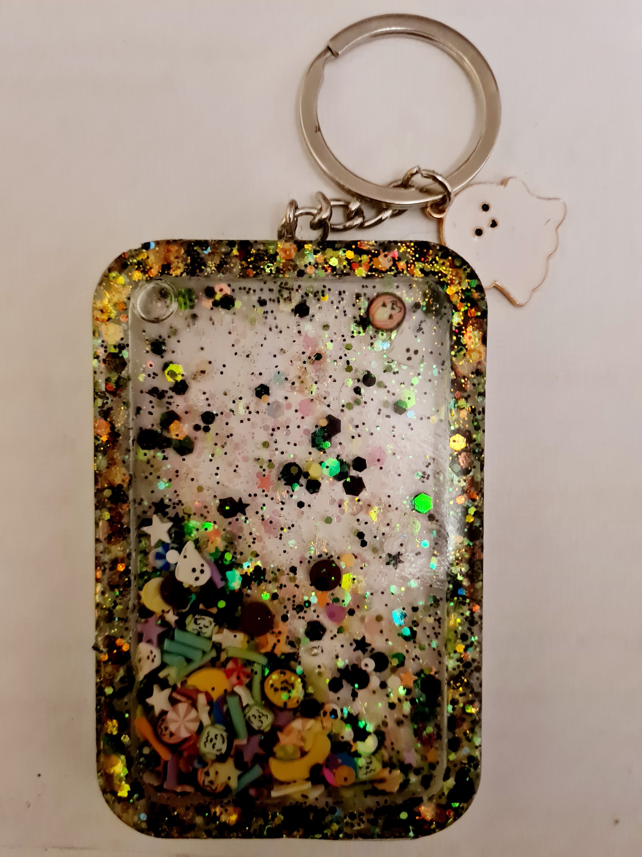 Spooky Horror Liquid Shaker Keychain, Glitter Keyrings, Backpack Bag ...
