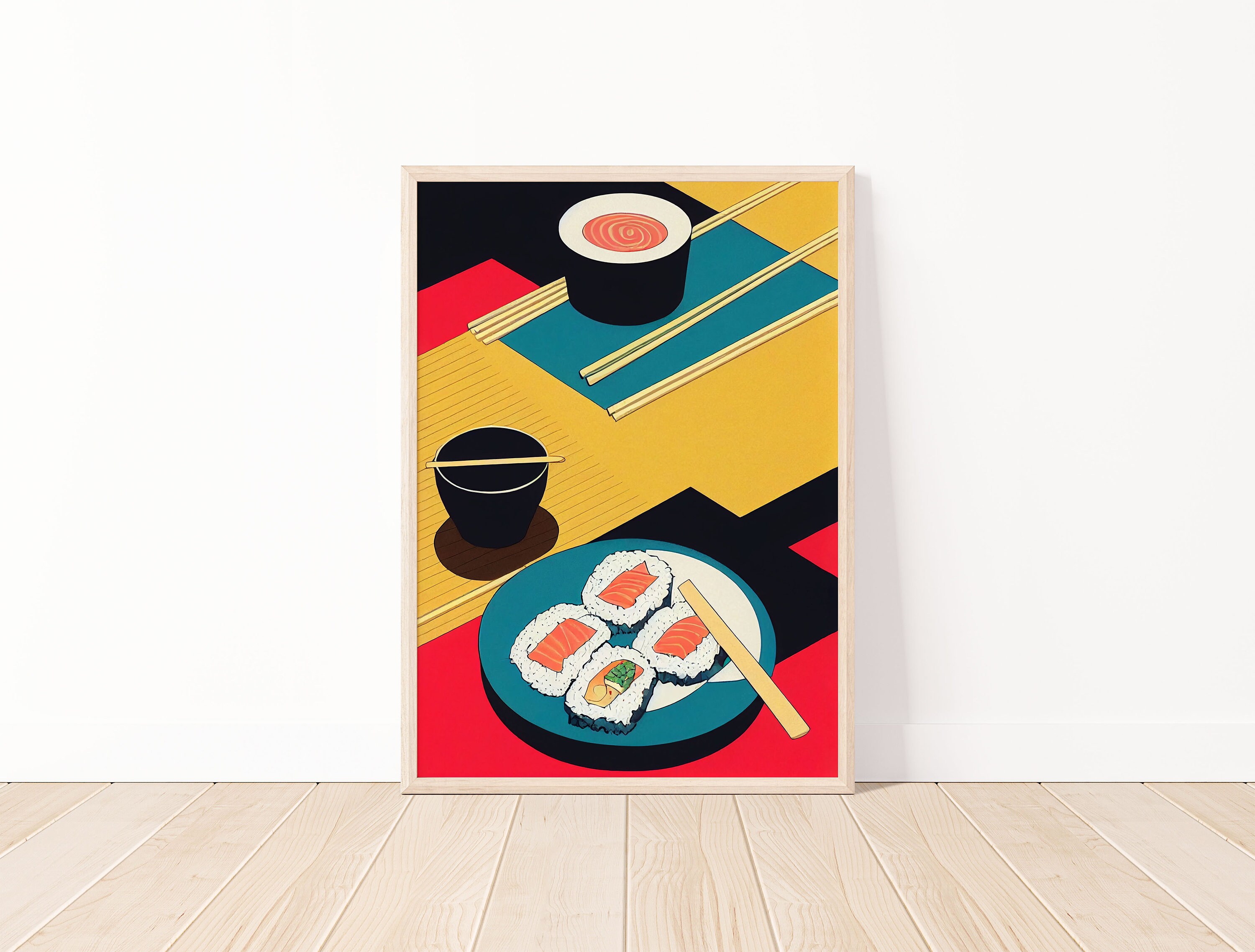 Cute Japanese Sushi Art, Set of 3, Printable Wall Art, Digital Download ...