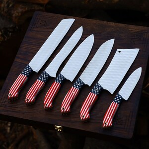 Personalized Handmade Chef Knives Set - 6-pcs Custom Engraved Cutlery ...