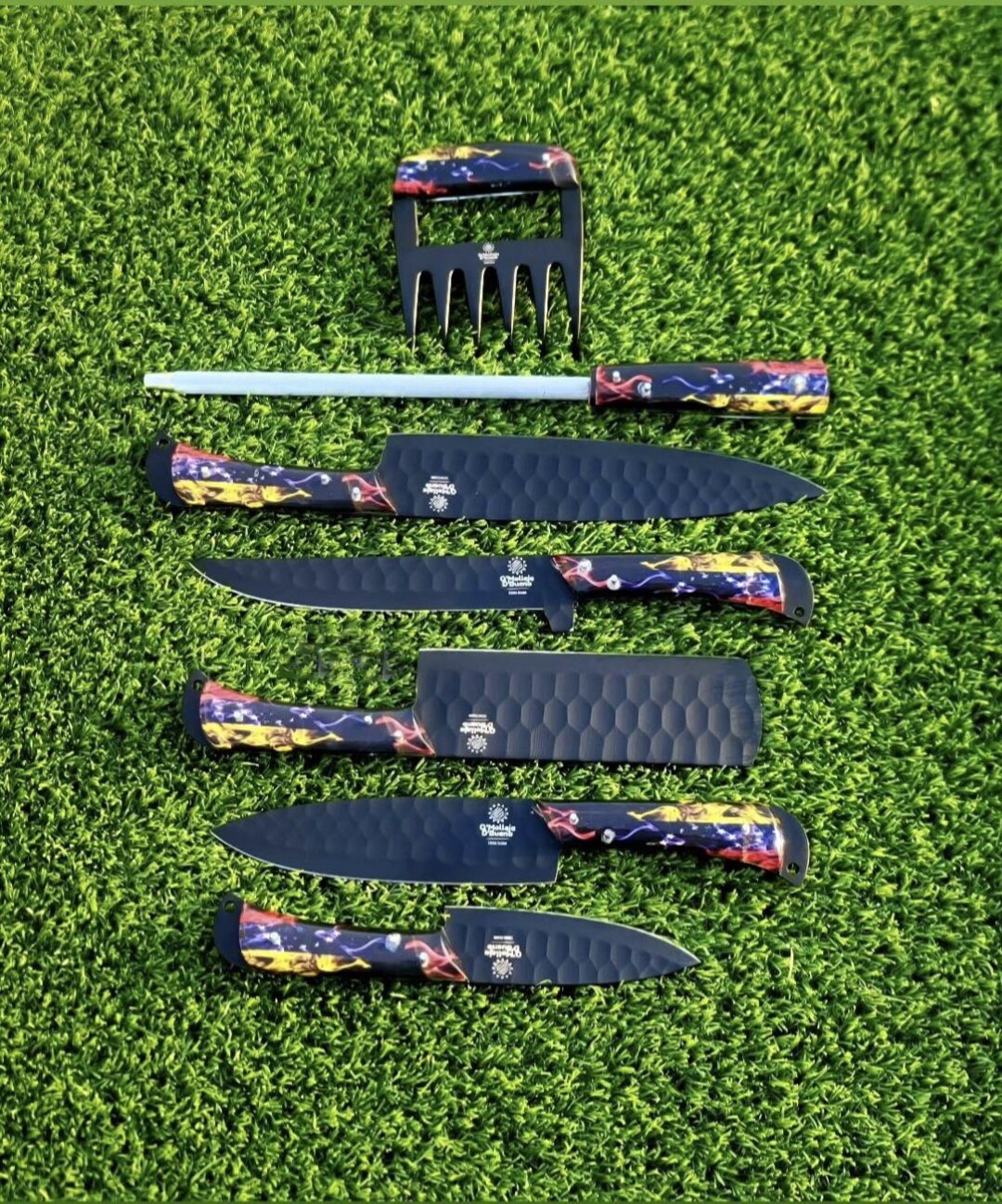 Personalized Handmade Chef Knives Set - 6-pcs Custom Engraved Cutlery ...