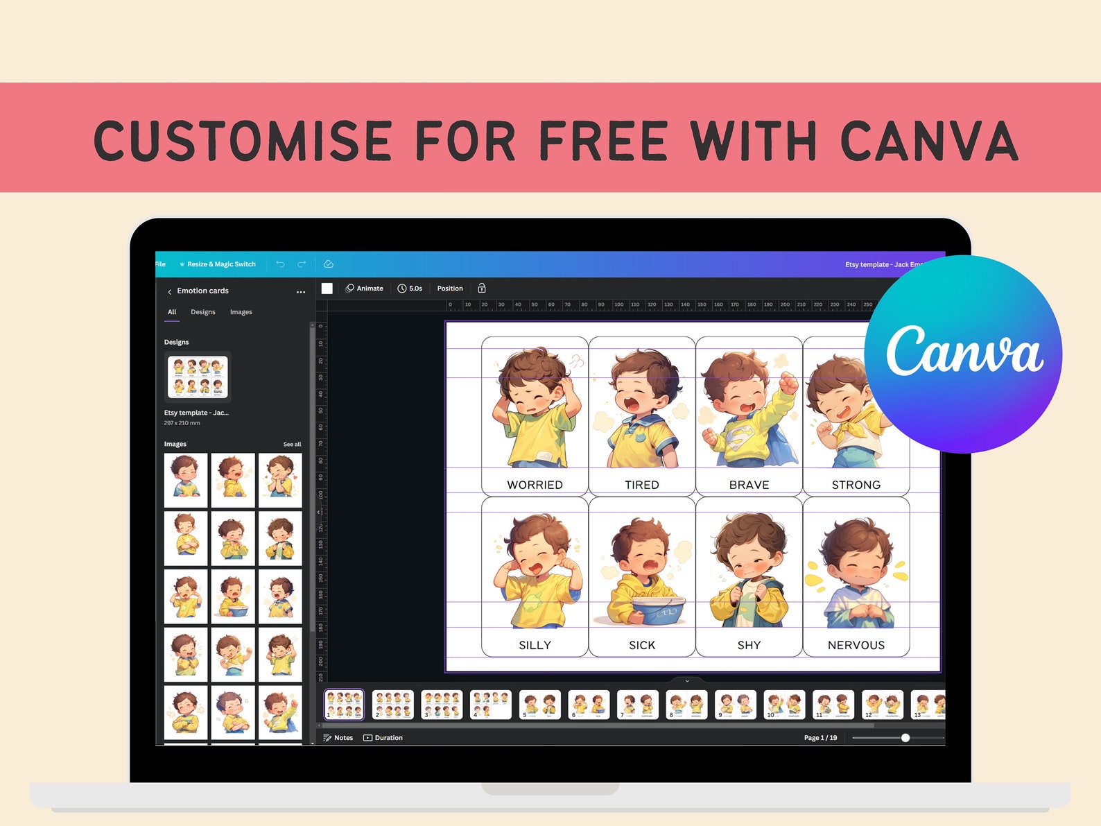 Kids Emotions Flashcards Large Montessori Feelings Cards Printable ...