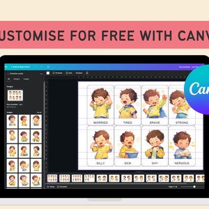 Kids Emotions Flashcards Large Montessori Feelings Cards Printable ...