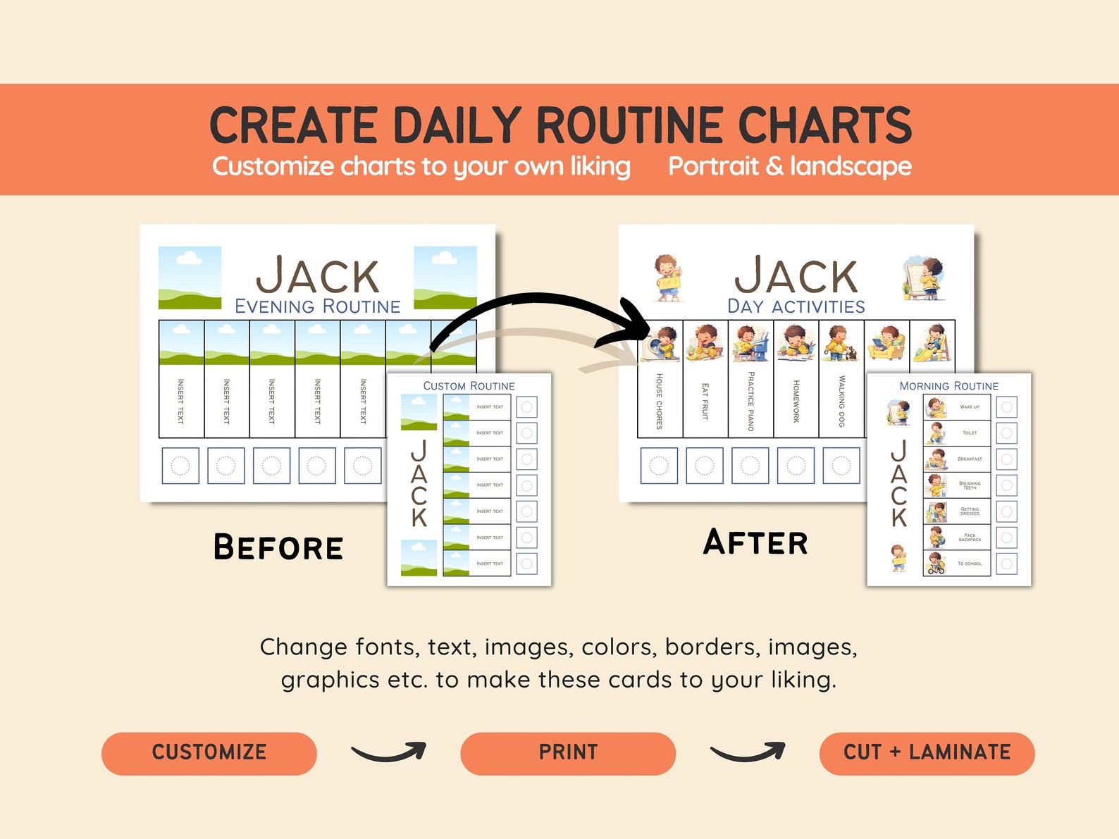 Customizable Chore Chart Visual Schedule for Kids Montessori Morning ...