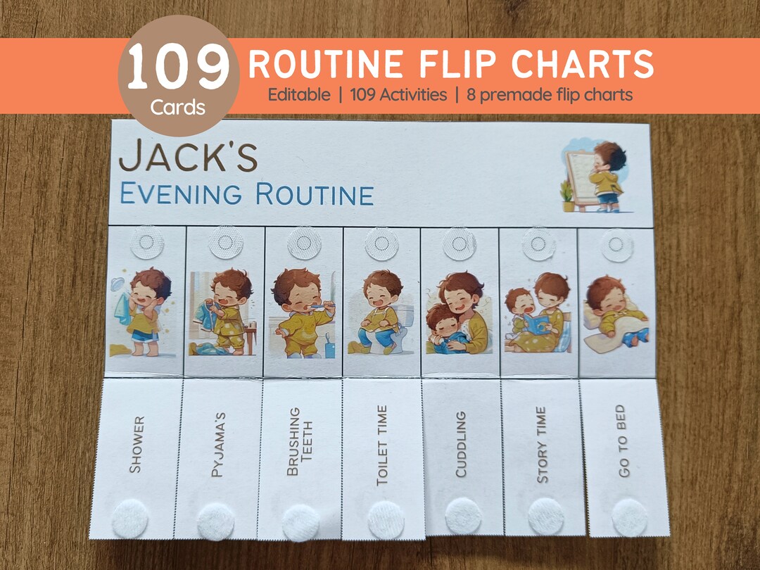 Morning & Evening Routine Flip Chart, Editable Visual Schedule ...