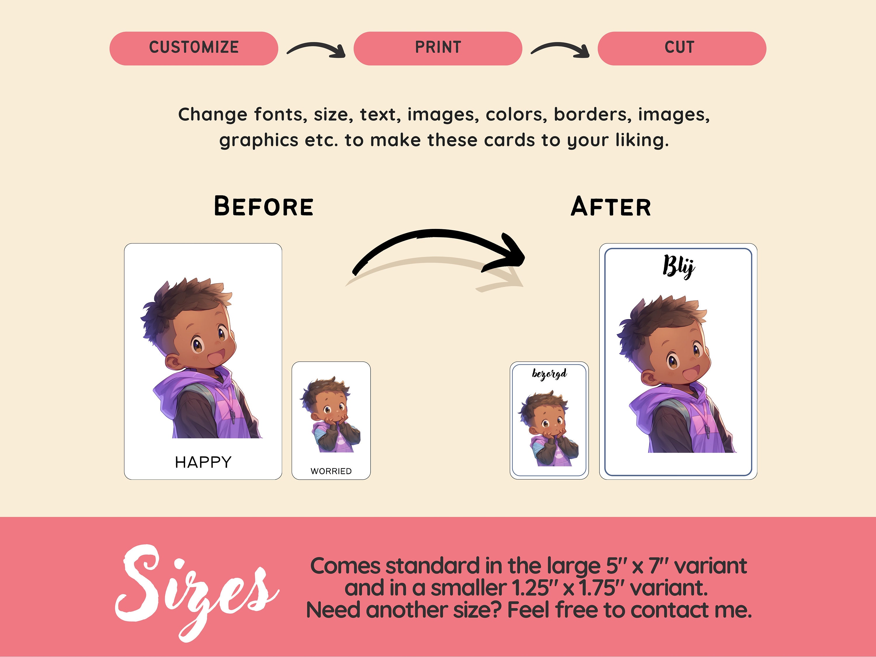 Kids Emotions Flashcards Large Montessori Feelings Cards Printable ...