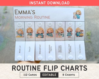 Morning & Evening Routine Flip Chart, Editable Visual Schedule ...