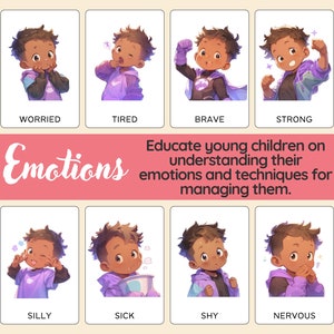 Kids Emotions Flashcards Large Montessori Feelings Cards Printable ...
