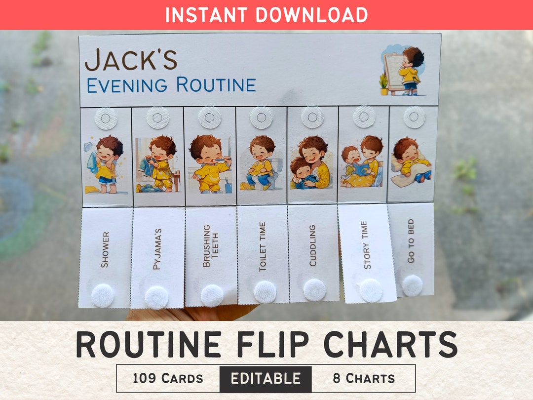 Morning & Evening Routine Flip Chart, Editable Visual Schedule ...