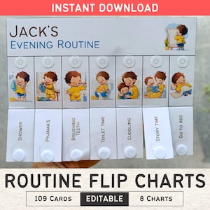 Morning & Evening Routine Flip Chart, Editable Visual Schedule ...
