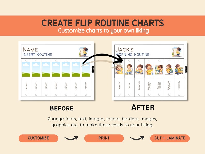 Morning & Evening Routine Flip Chart, Editable Visual Schedule ...
