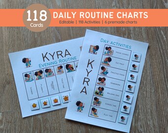 Morning & Evening Routine Flip Chart, Editable Visual Schedule ...