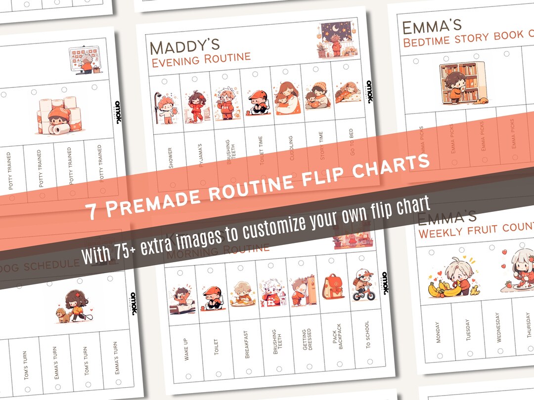 Flip Chart Kids Daily Routine Cards Toddler Rhythm Morning Evening ...