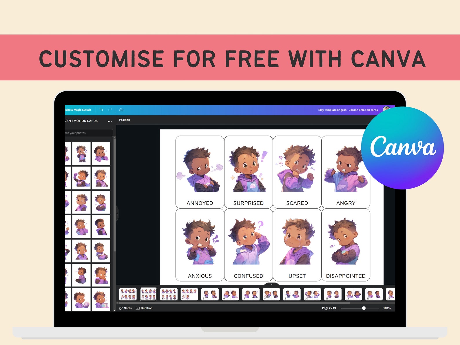 Kids Emotions Flashcards Large Montessori Feelings Cards Printable ...