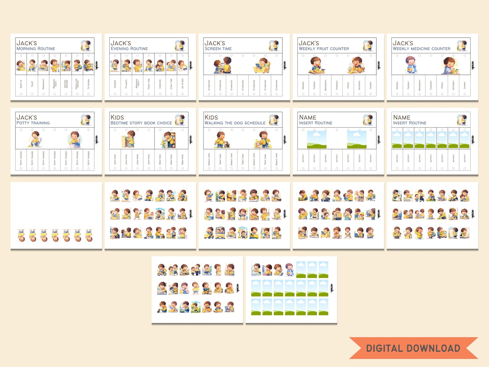Morning & Evening Routine Flip Chart, Editable Visual Schedule ...