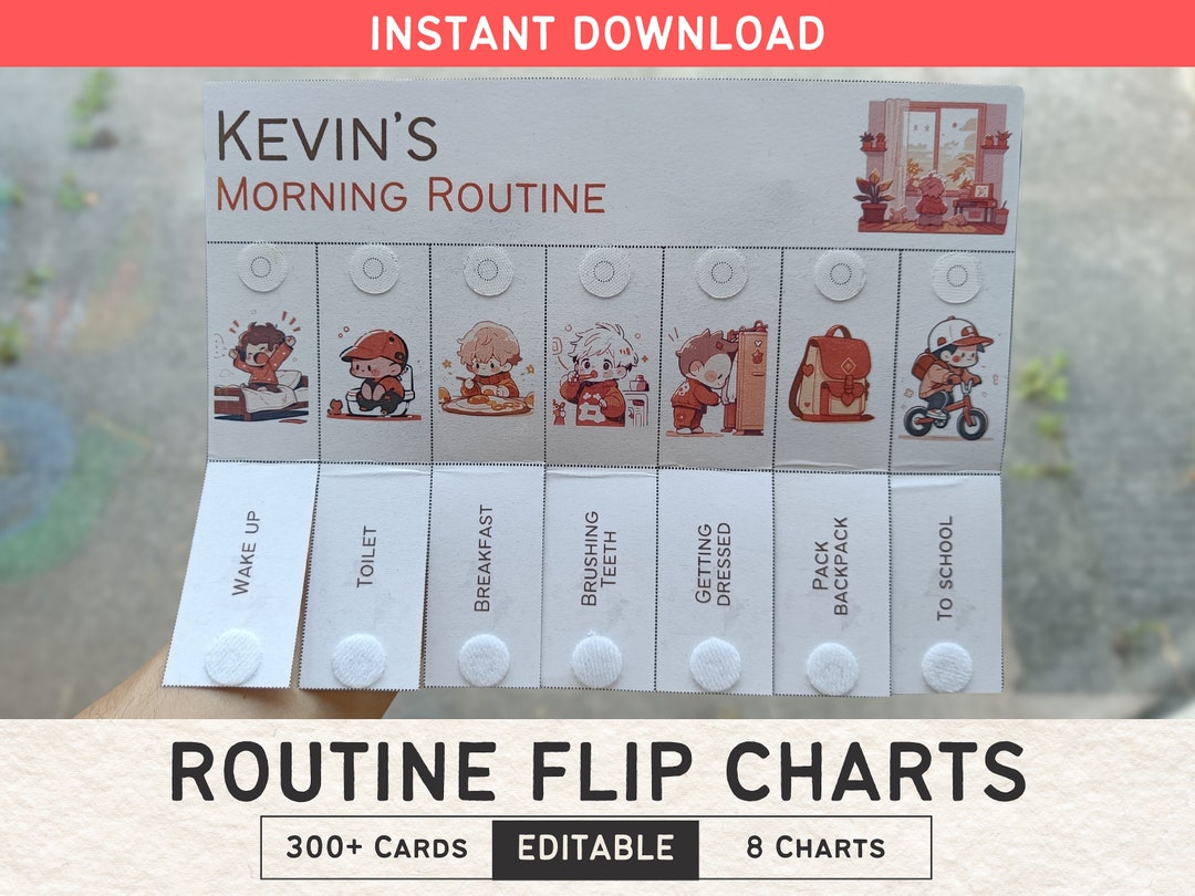 Flip Chart Kids Daily Routine Cards Toddler Rhythm Morning Evening ...