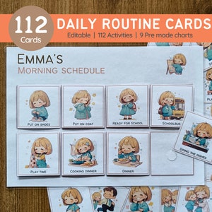 Morning & Evening Daily Routine Cards Visual Schedule for Kids Daily ...