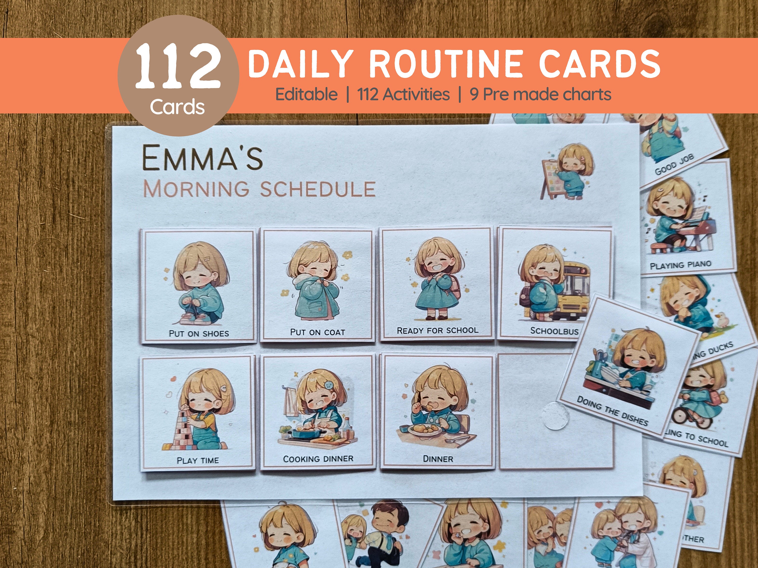 Morning & Evening Daily Routine Cards Visual Schedule for Kids Daily ...