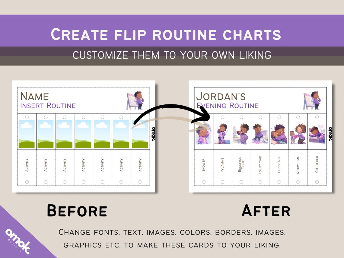 Morning & Evening Routine Flip Chart, Editable Visual Schedule ...