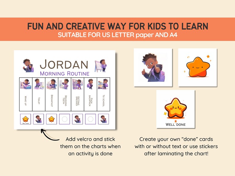 Editable Chore Chart Visual Schedule for Kids Montessori Routine Charts ...