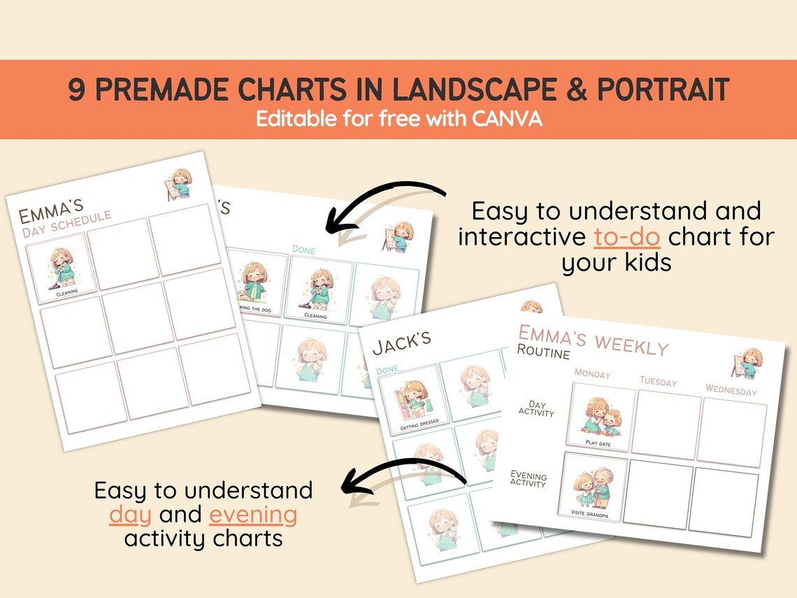 Morning & Evening Daily Routine Cards Visual Schedule for Kids Daily ...