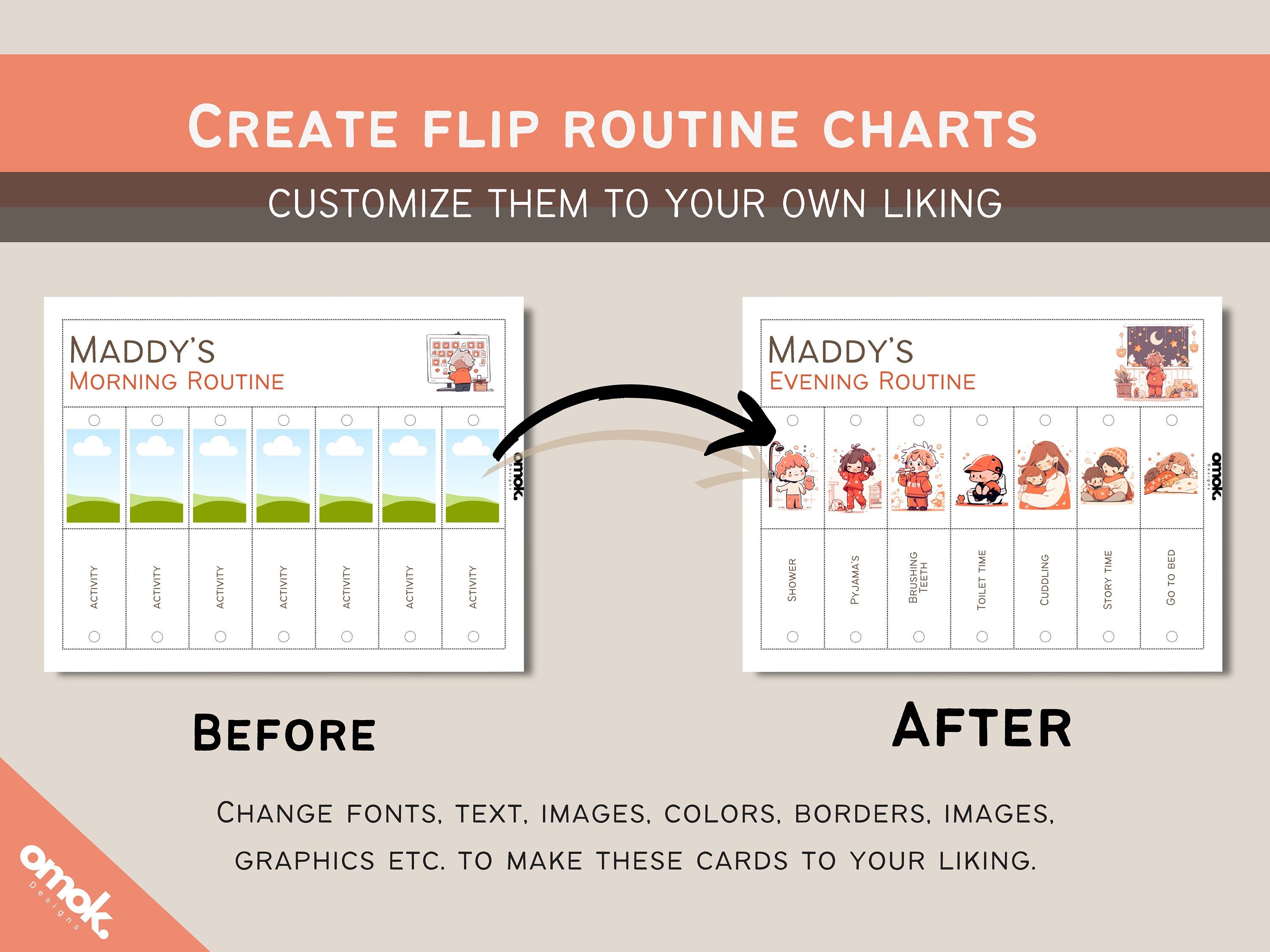 Flip Chart Kids Daily Routine Cards Toddler Rhythm Morning Evening ...