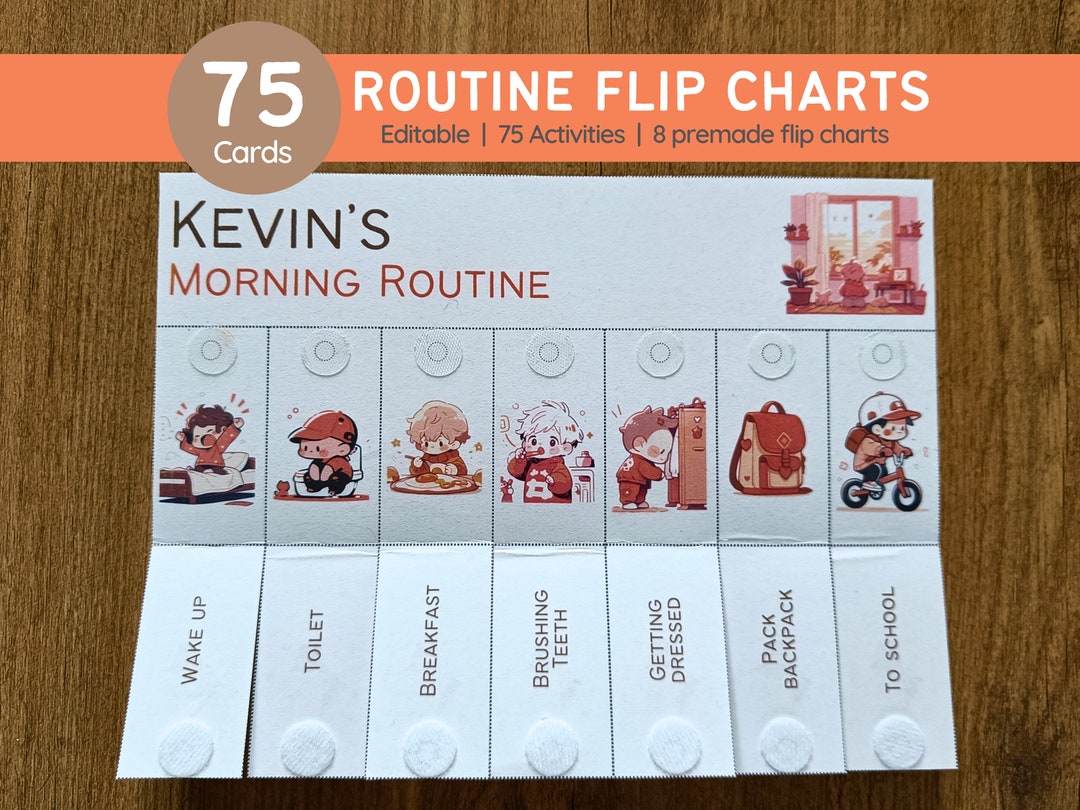 Flip Chart Kids Daily Routine Cards Toddler Rhythm Morning Evening ...