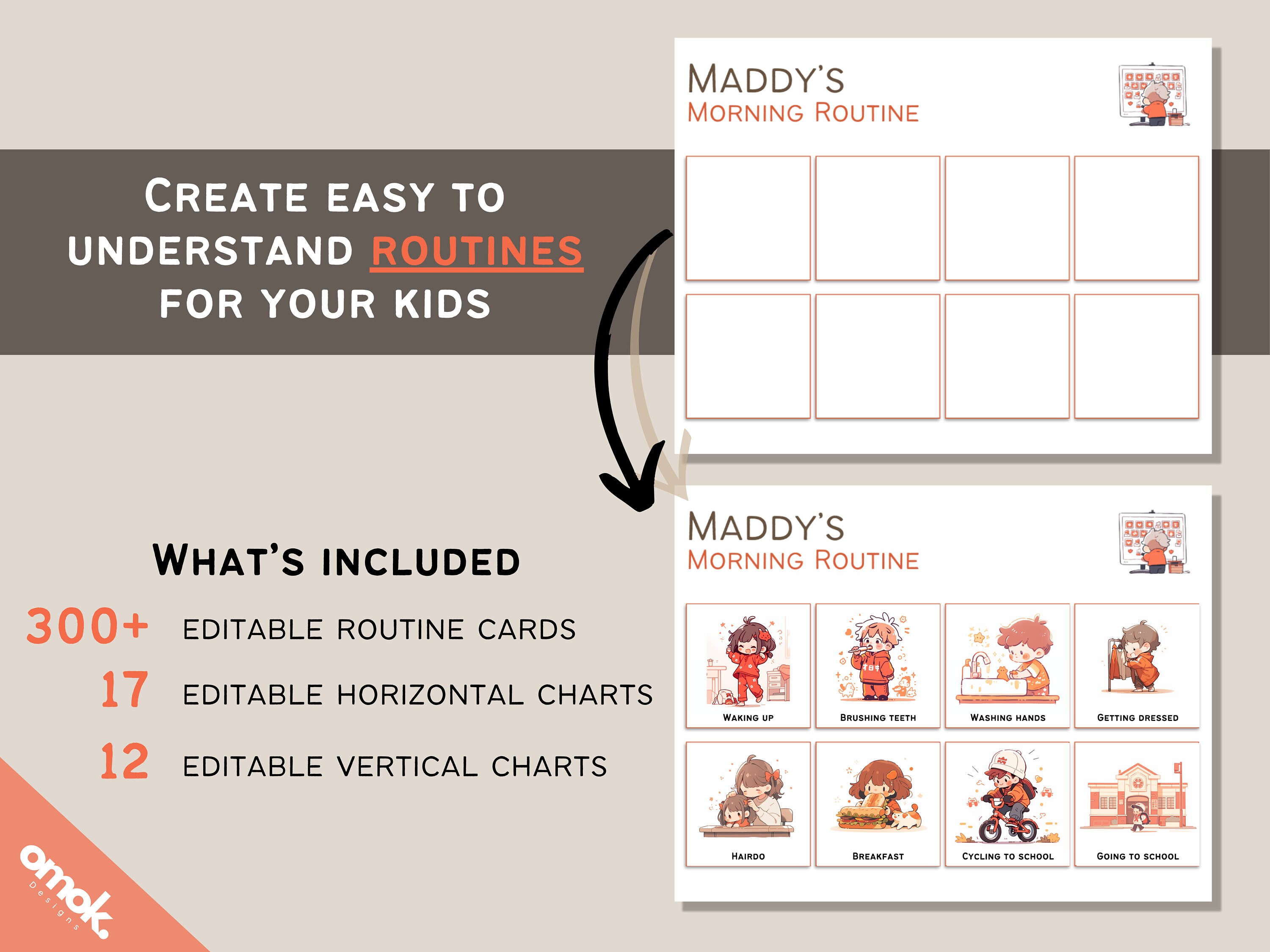 BUNDLE Daily Routine Cards Flip Charts Visual Schedule for Kids Daily ...