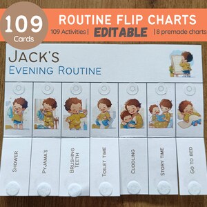 Morning & Evening Routine Flip Chart, Editable Visual Schedule ...