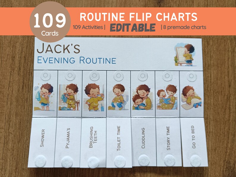 Morning & Evening Routine Flip Chart, Editable Visual Schedule ...
