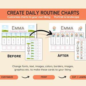 Editable Chore Chart Visual Schedule for Kids Montessori Routine Charts ...