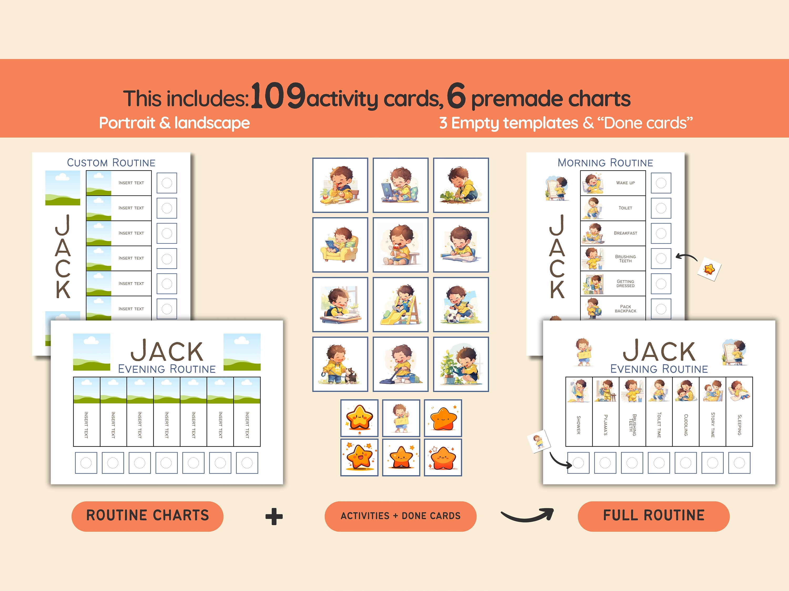 Customizable Chore Chart Visual Schedule for Kids Montessori Morning ...