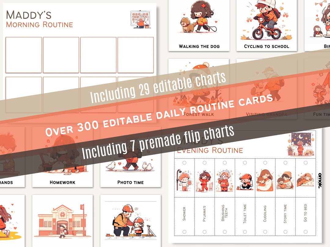 BUNDLE Daily Routine Cards Flip Charts Visual Schedule for Kids Daily ...