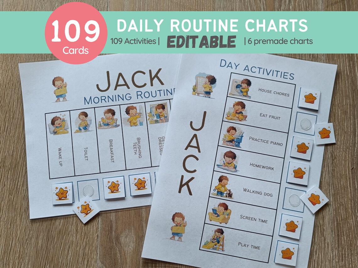 Customizable Chore Chart Visual Schedule for Kids Montessori Morning ...