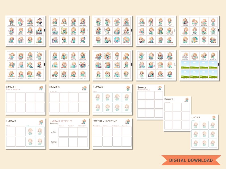 Morning & Evening Daily Routine Cards Visual Schedule for Kids Daily ...