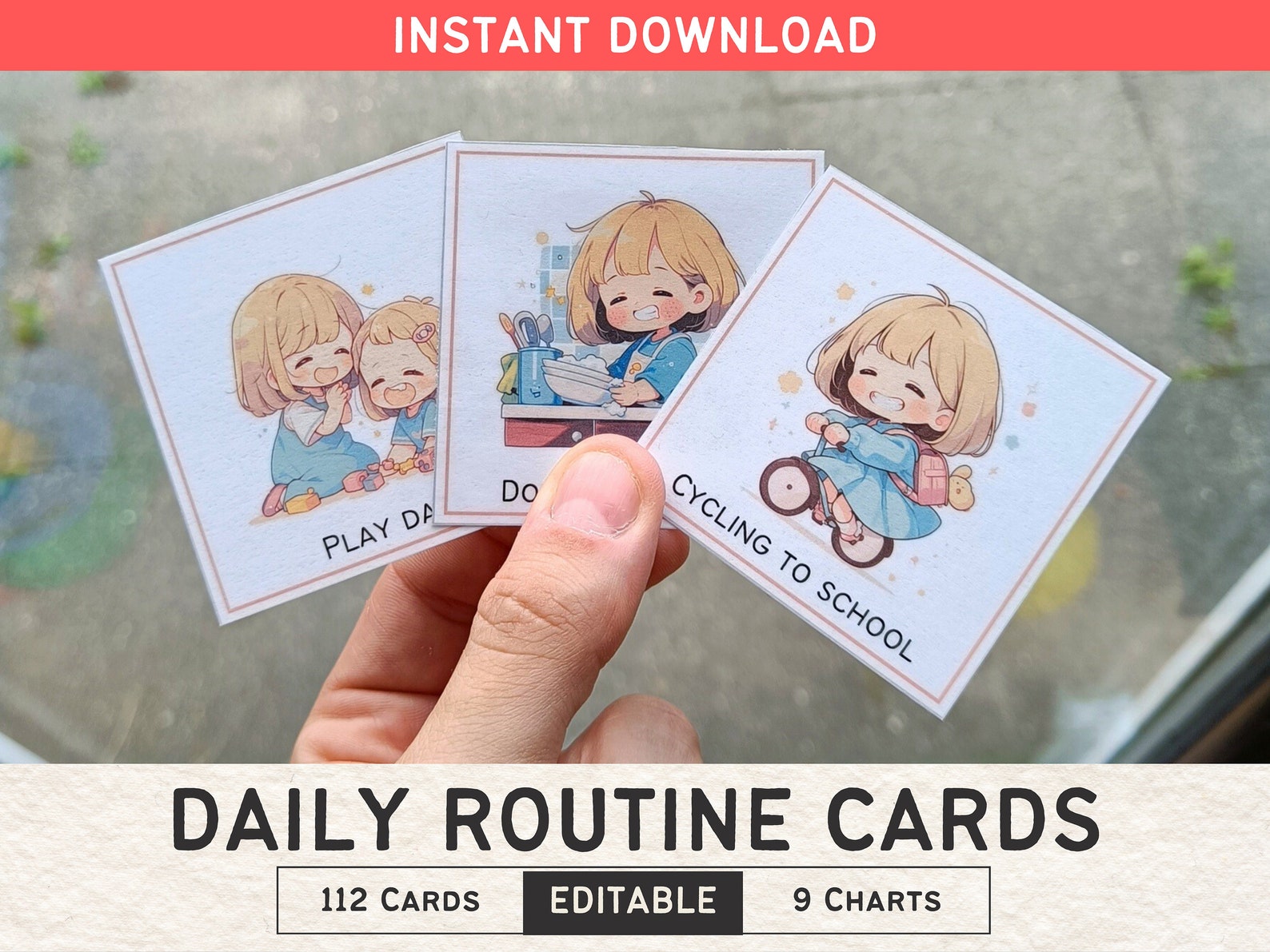 Morning & Evening Daily Routine Cards Visual Schedule for Kids Daily ...
