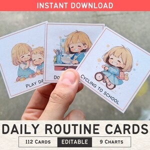 Morning & Evening Daily Routine Cards Visual Schedule for Kids Daily ...