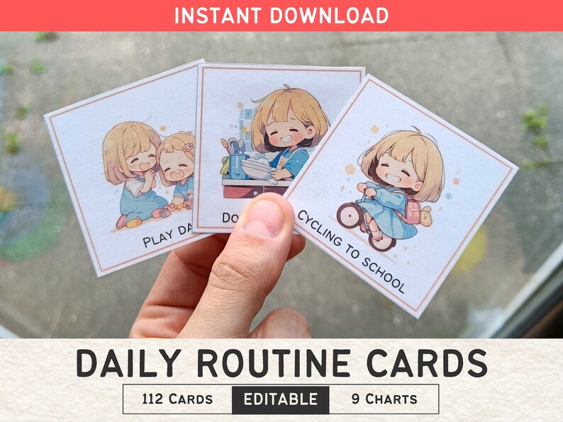 Morning & Evening Daily Routine Cards Visual Schedule for Kids Daily ...