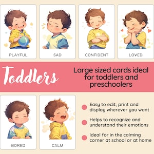 Kids Emotions Flashcards Large Montessori Feelings Cards Printable ...