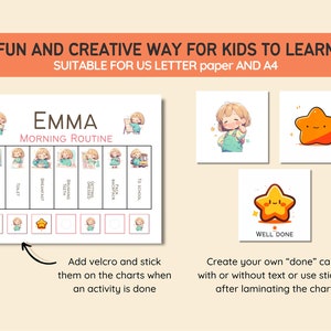 Editable Chore Chart Visual Schedule for Kids Montessori Routine Charts ...