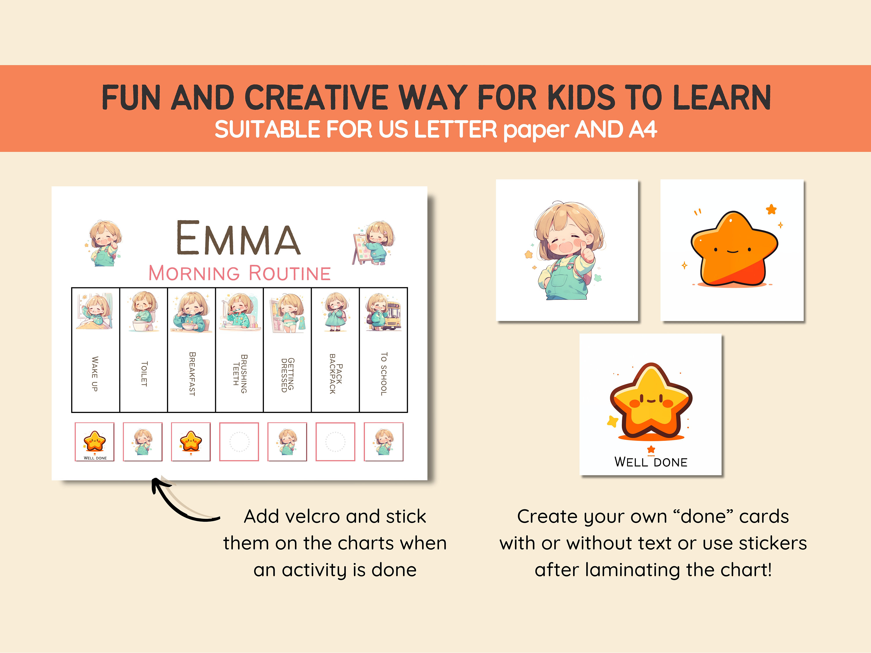 Editable Chore Chart Visual Schedule for Kids Montessori Routine Charts ...