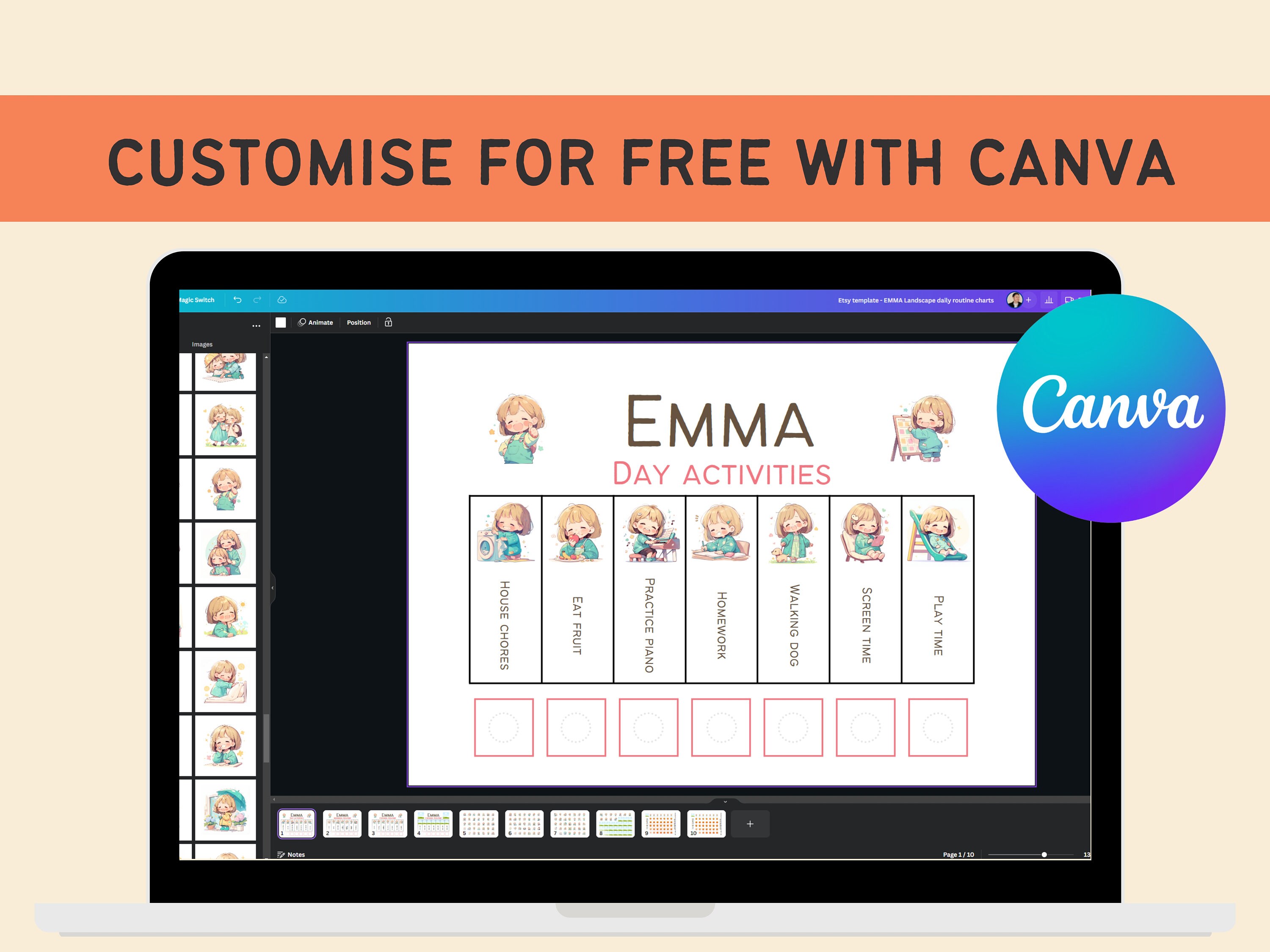Editable Chore Chart Visual Schedule for Kids Montessori Routine Charts ...