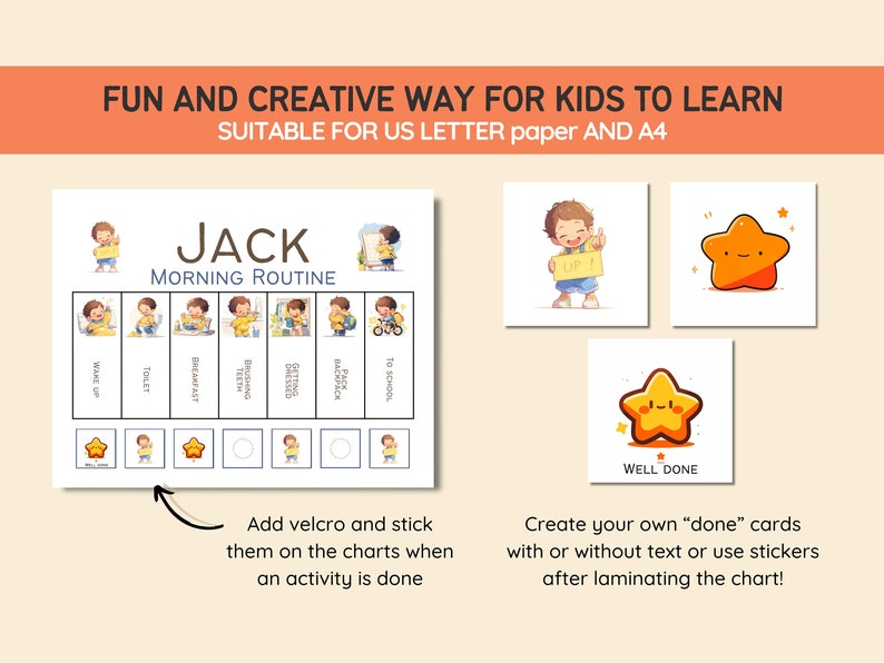 Customizable Chore Chart Visual Schedule for Kids Montessori Morning ...