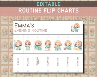 Morning & Evening Routine Flip Chart, Editable Visual Schedule ...