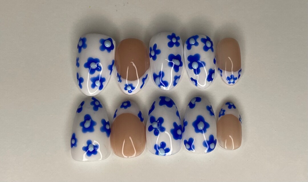 Santorini Summer Acrylic Press on Nails - Etsy