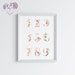 Blush and Gold Floral Alphabet and Numbers Printable Art Print Set of 2 ...