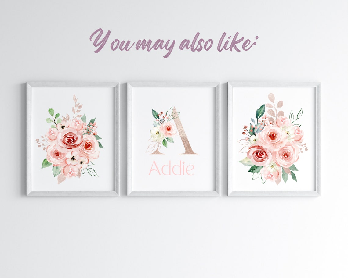 Blush and Gold Floral Alphabet and Numbers Printable Art Print Set of 2 ...
