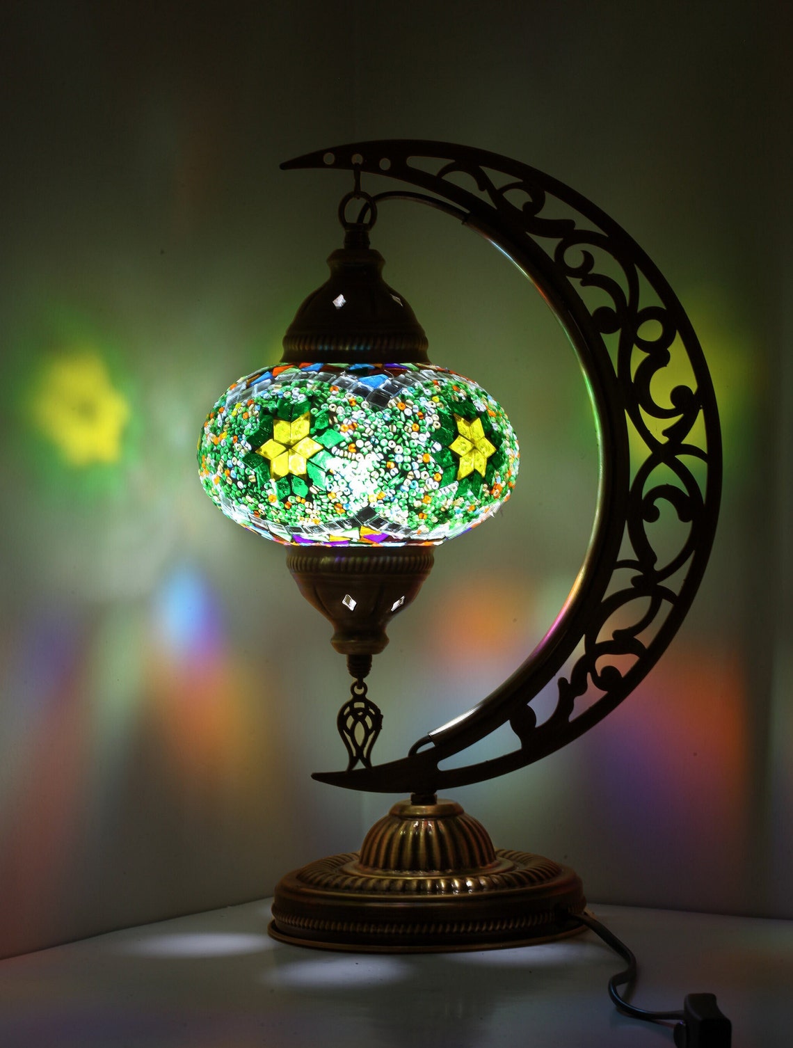 Mosaic Moon Lamp - Etsy